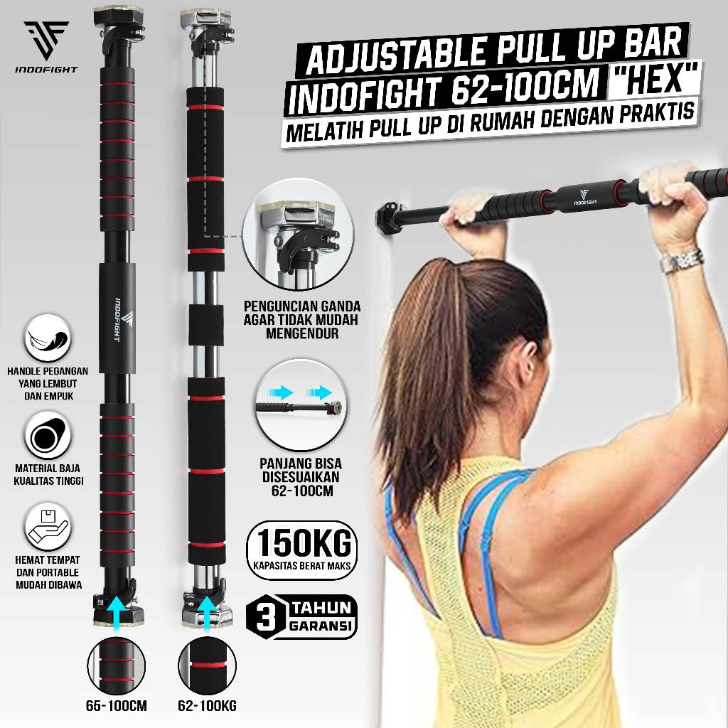 Jual Adjustable Pull Up Bar Indofight 65-100cm Pull up Bar Pintu Alat ...