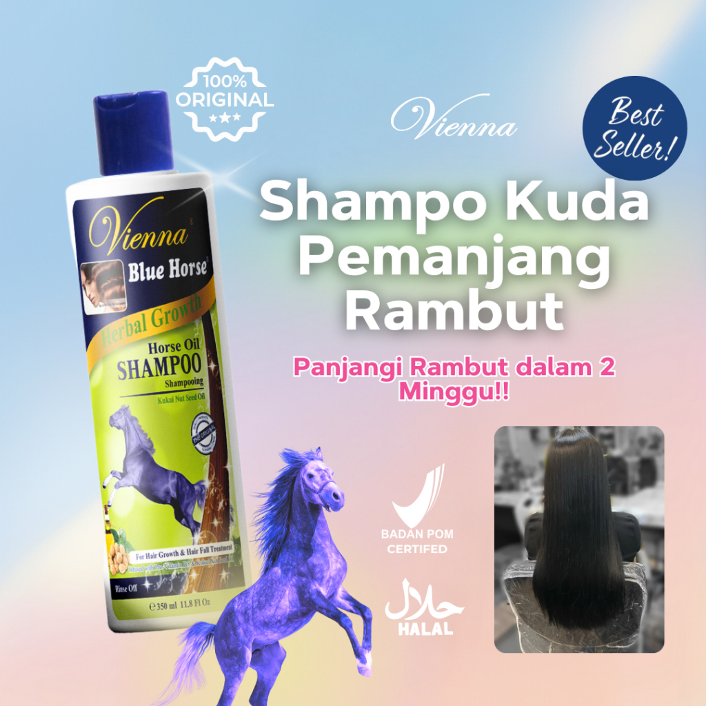 Jual Shampoo Kuda Pemanjang Rambut Alami Vienna Shampoo Herbal Growth ...
