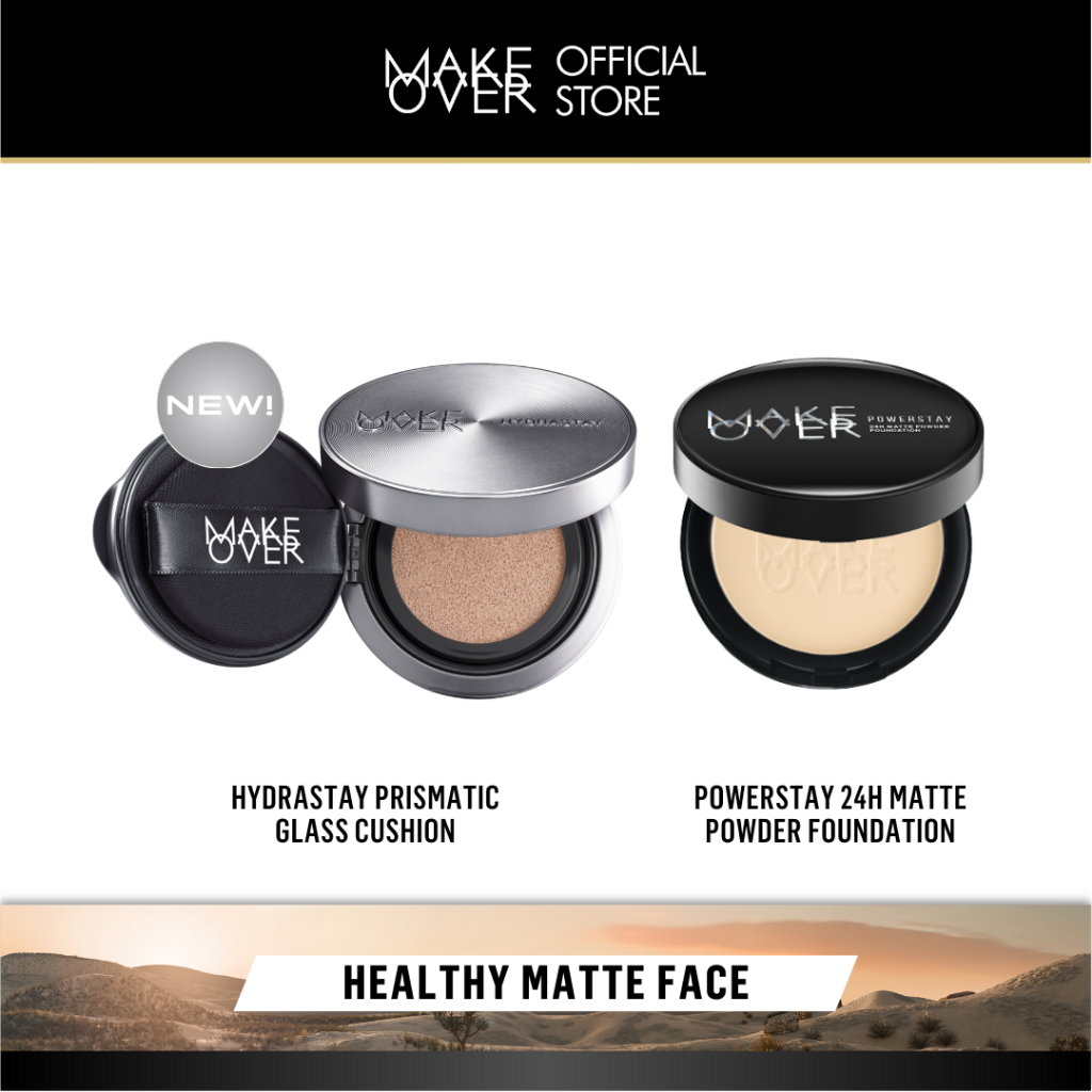 Jual MAKE OVER Healthy Matte Face Bundle: Hydrastay Prismatic Glass Cushion + Powerstay 24H ...