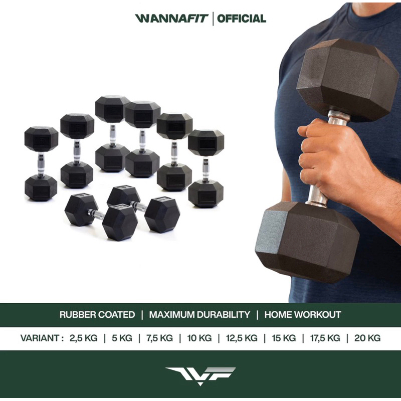 Jual WANNAFIT DUMBBELL HEXAGONAL ALL VARIAN ALL WEIGHT 2,5kg 5kg 7,5kg 10kg 12,5kg 15kg 17,5kg ...