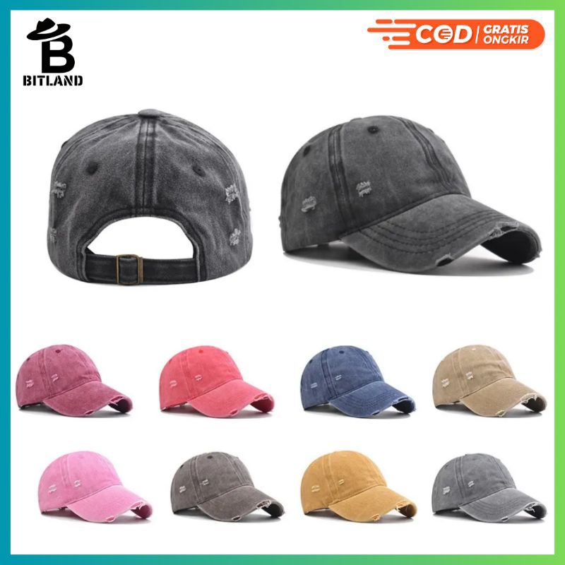 Jual BITLAND Topi Baseball Hat Casual Fashion Polos Robek Pria Wanita High Quality -TB1-001 ...