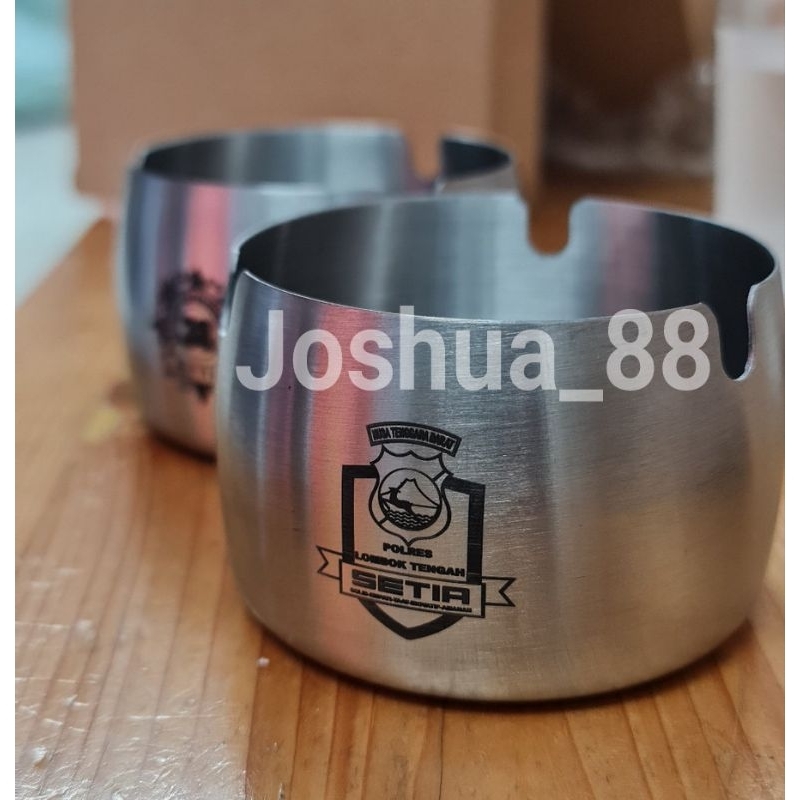 Jual Asbak Stainless Silver Custom Ukir Logo Polda Lombok Bisa Pesan ...