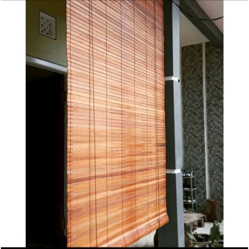 Jual Tirai kerey bambu plitur vernis natural size 80cmx200cm lengkap ...