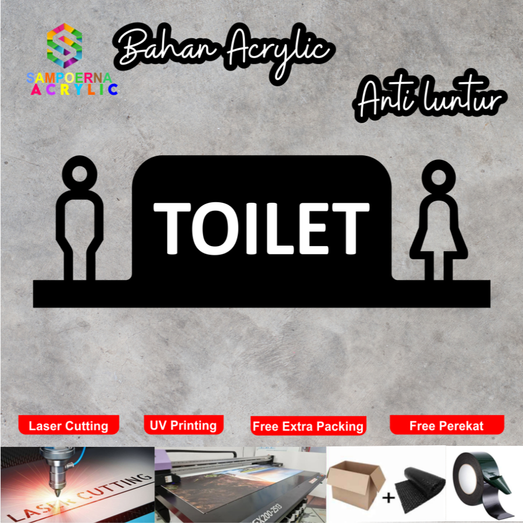 Jual Sign Akrilik Board Acrylic Rounded Toilet - Akrilik Hitam Putih ...