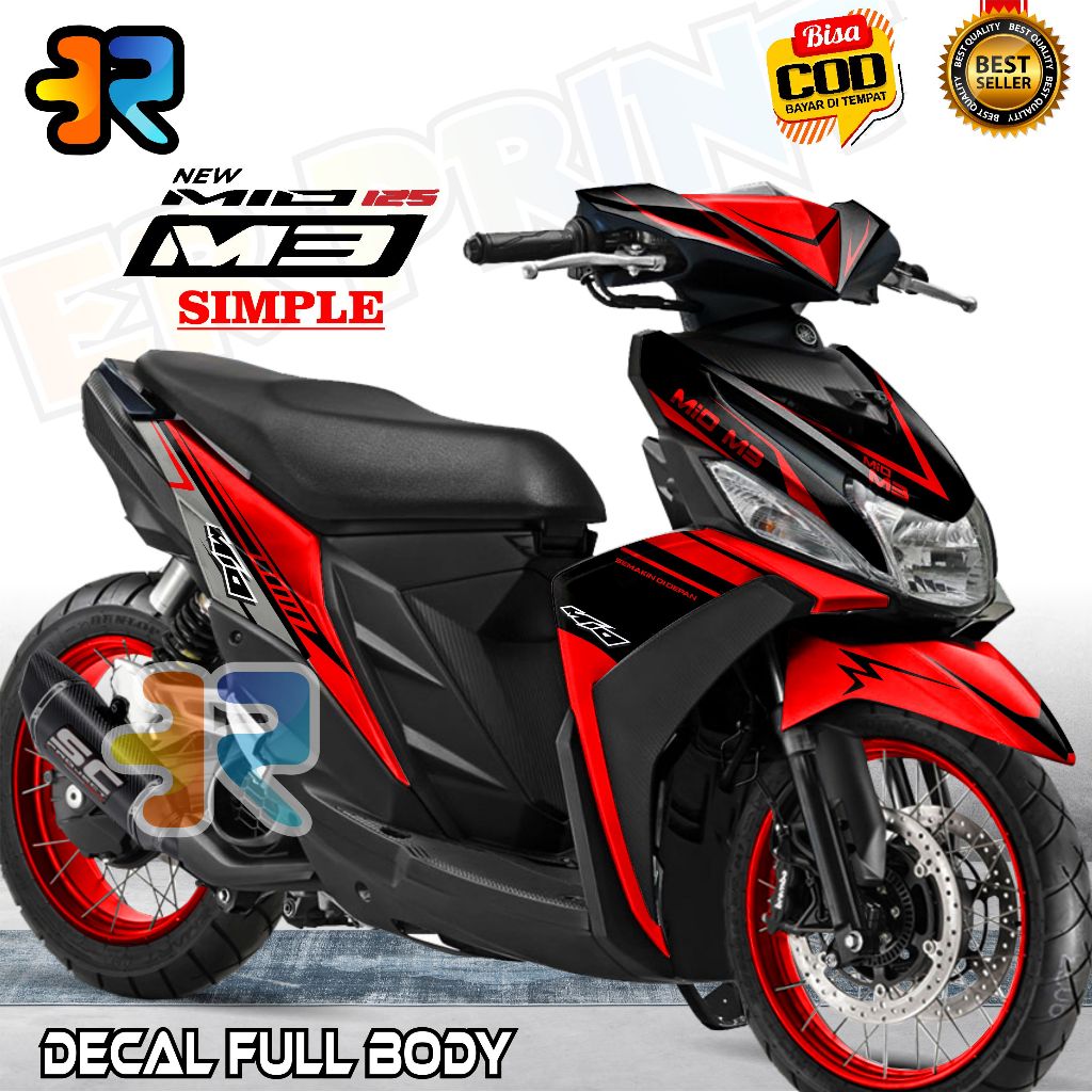 Jual Stiker Decal Yamaha Mio M3 / Mio Z Full Body Variasi Desain Shark ...
