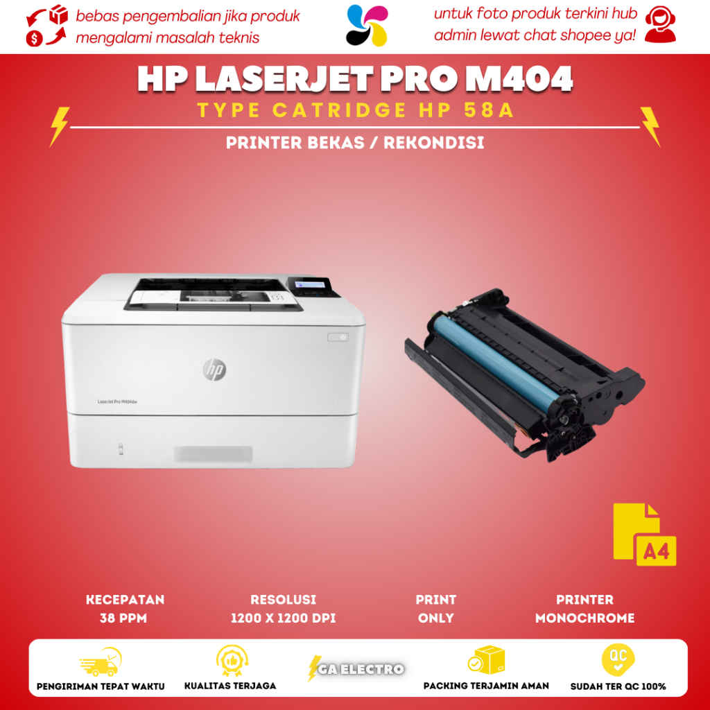 Jual printer hp laserjet pro m404 tipe catridge 76a kondisi second like ...