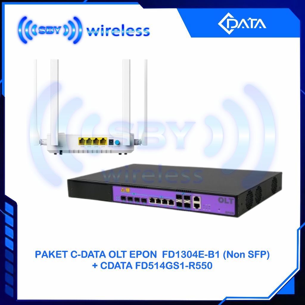 Jual Paket C-data FD1304E-B1 OLT EPON (Non SFP) With FD514GS1-R550 ONT ...