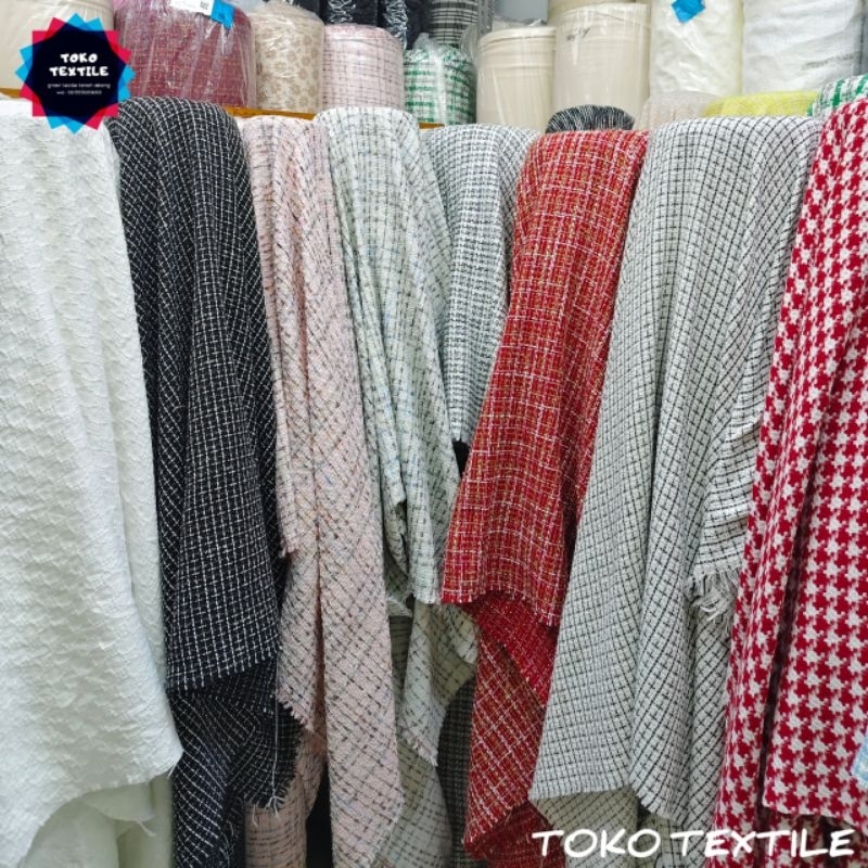Jual (harga per 0,5m) Kain Tweed Chanel lebar 150cm premium/tweed ...