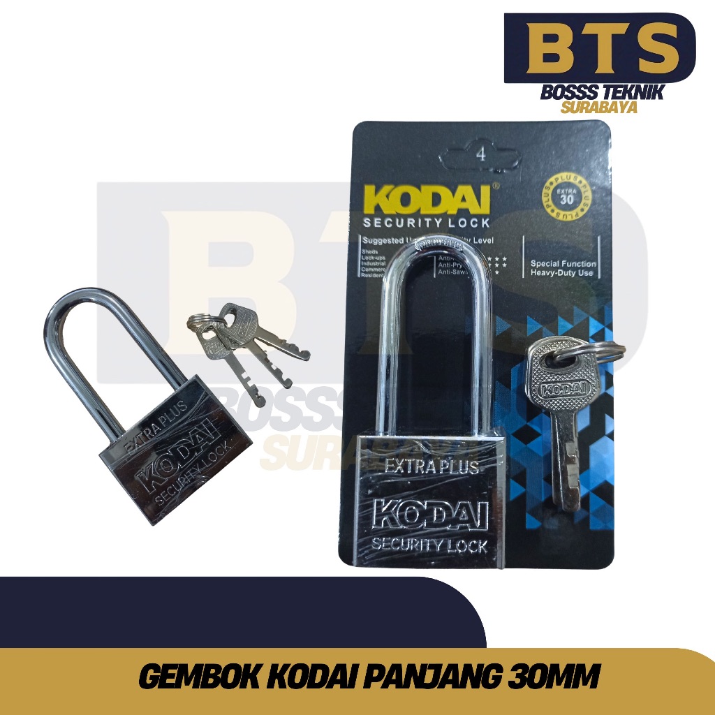 Jual Gembok Pagar 30 Panjang High Quality KODAI Gembok chrome 3 anak ...