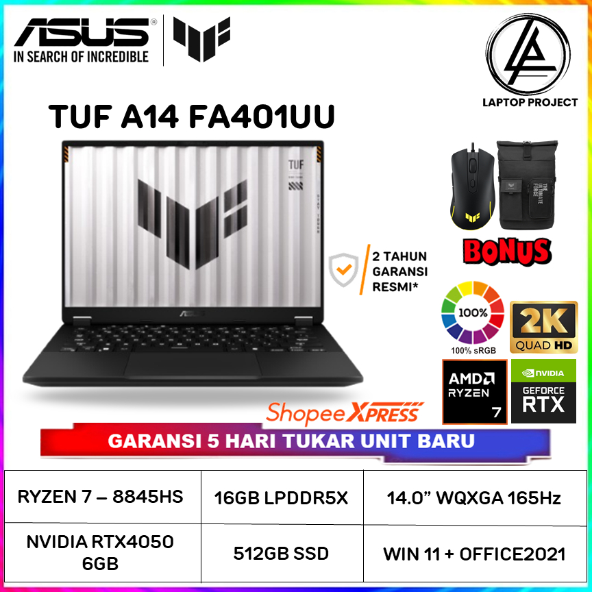 Jual Asus TUF Gaming A14 FA401UU RTX4050 Ryzen 7-8845HS 32GB 512GB SSD ...