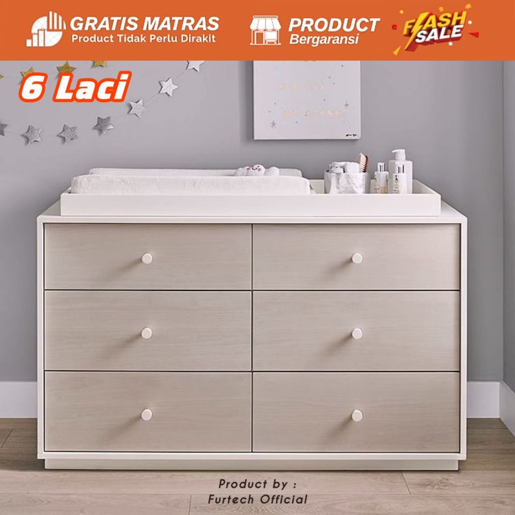 Jual CEYRAA Baby Tafel Changing Table Lemari Bayi Drawer 6 Laci ...