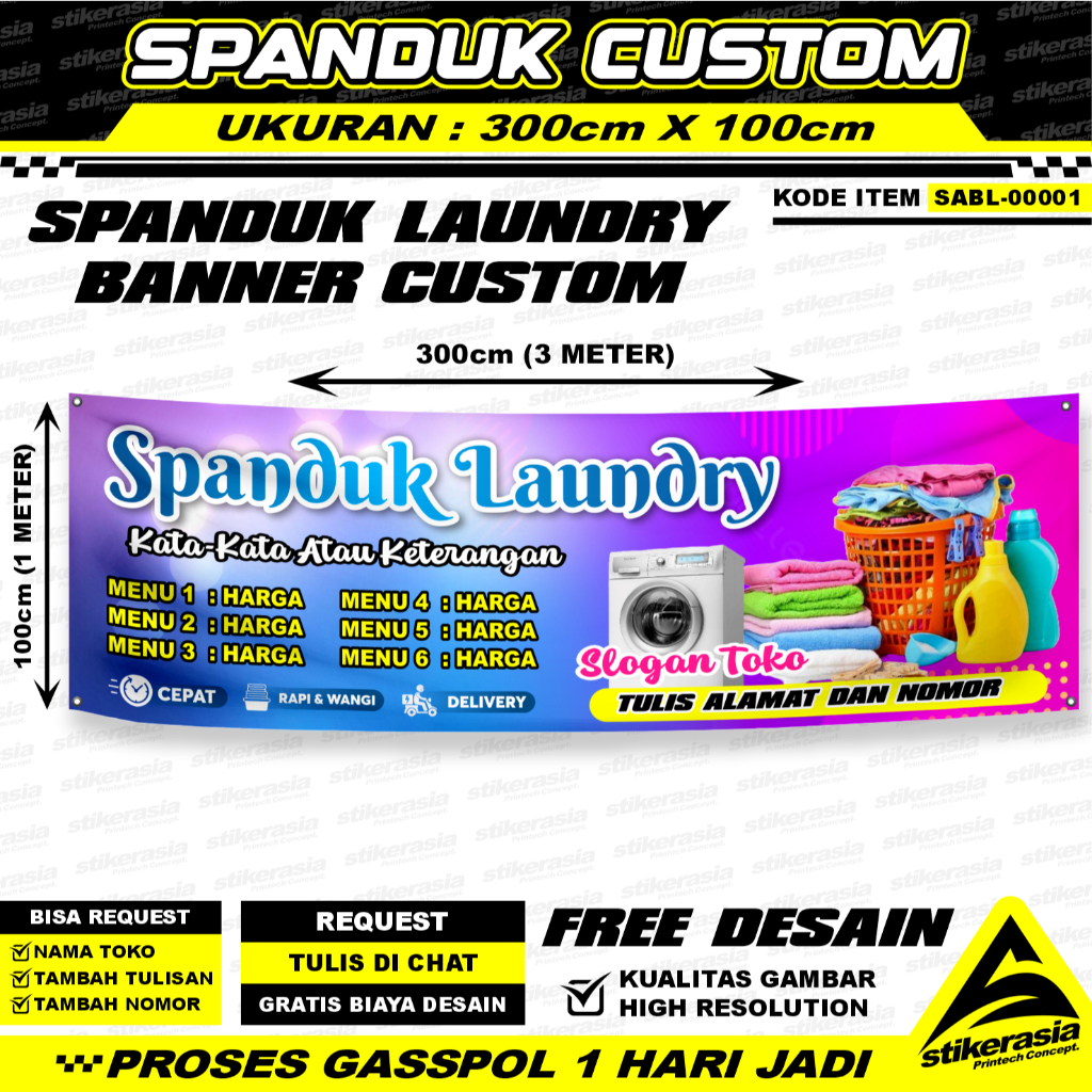 Jual CETAK SPANDUK CUSTOM LAUNDRY CETAK BANNER CUSTOM JASA CUCI MENCUCI ...