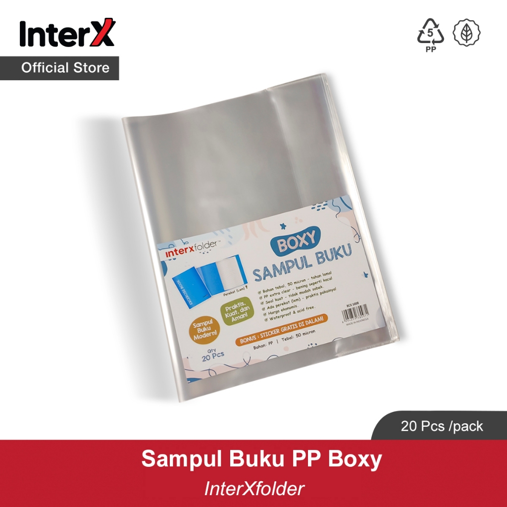 Jual Interx Sampul Buku PP Boxy/Sampul Buku Plastik Mika Bening Isi (20pcs/Pak) | Shopee Indonesia