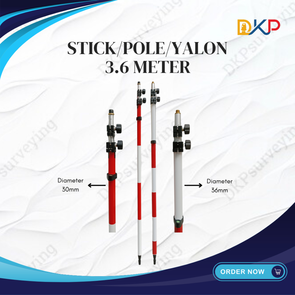 Jual Stick Pole / Prisma Jalon Survey 3.6m / Telescopic Range Pole 3.6 ...