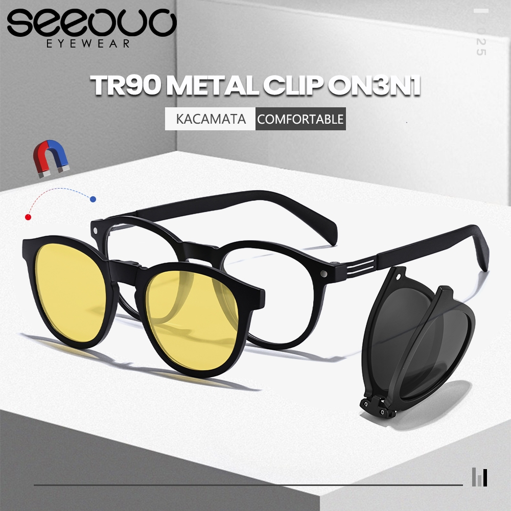 Jual Seeouo Kacamata Clip On Lipat 3in1 Polarized Night Vision Style ...