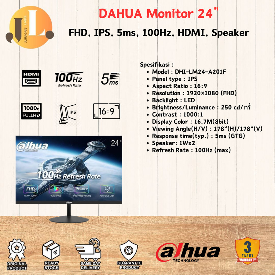 Jual Monitor Dahua 24" Inch DHI-LM24-B200S FHD HDMI Speaker Garansi Resmi | Shopee Indonesia
