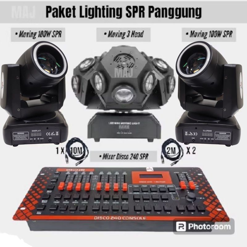 Jual Paket Lighting Panggung Mixer Disco 240 SPR + Moving 3 Head Full ...