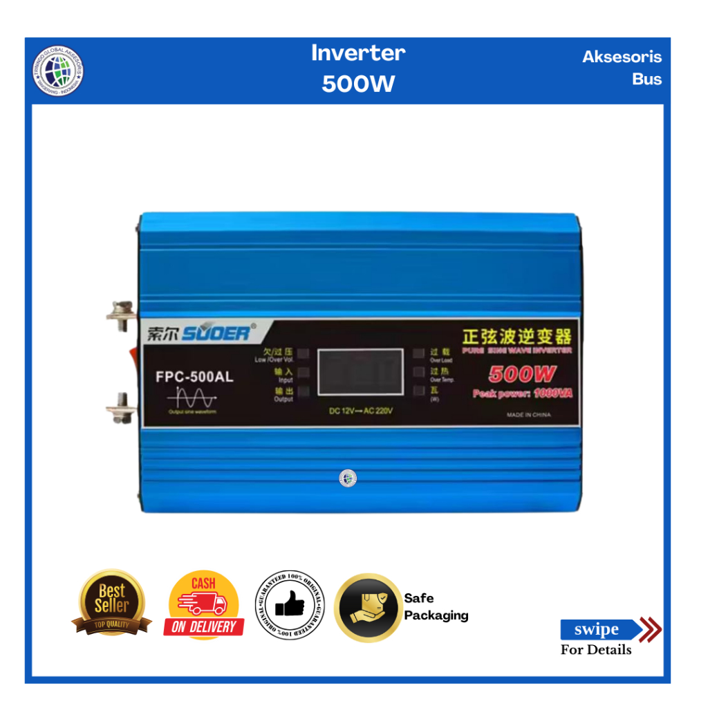 Jual INVERTER 12V 500 WATT/DC 12V-AC220V PEAK POWER 1000VA/ INVERTER ...
