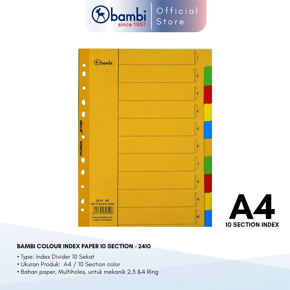Jual Kertas Pembatas Halaman File 10 Sekat / Bambi Divider & Indexes ...