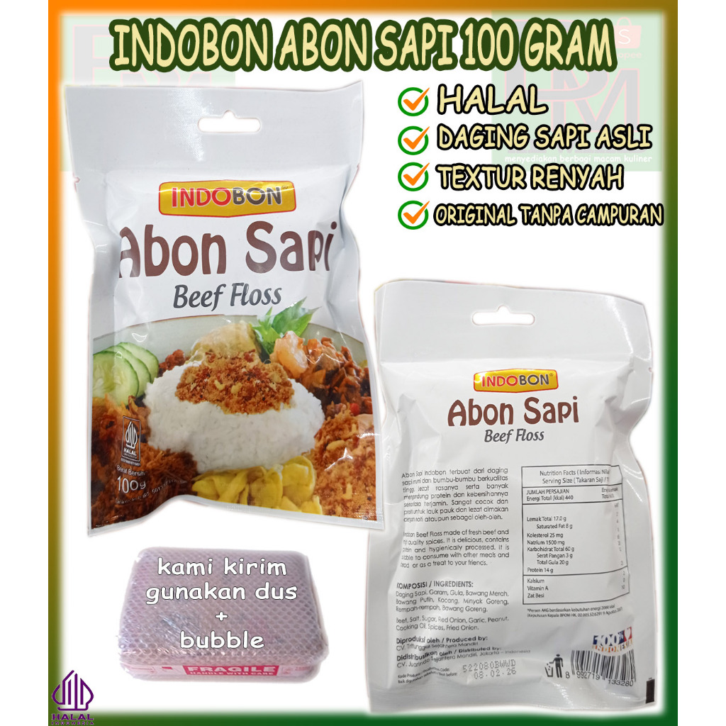 Jual Abon Sapi Indobon Kemasan 100 Gram Original | Shopee Indonesia