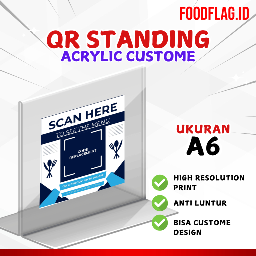 Jual QR STANDING BARCODE ACRYLIC CUSTOM DESIGN / PEMBAYARAN QRIS DLL ...
