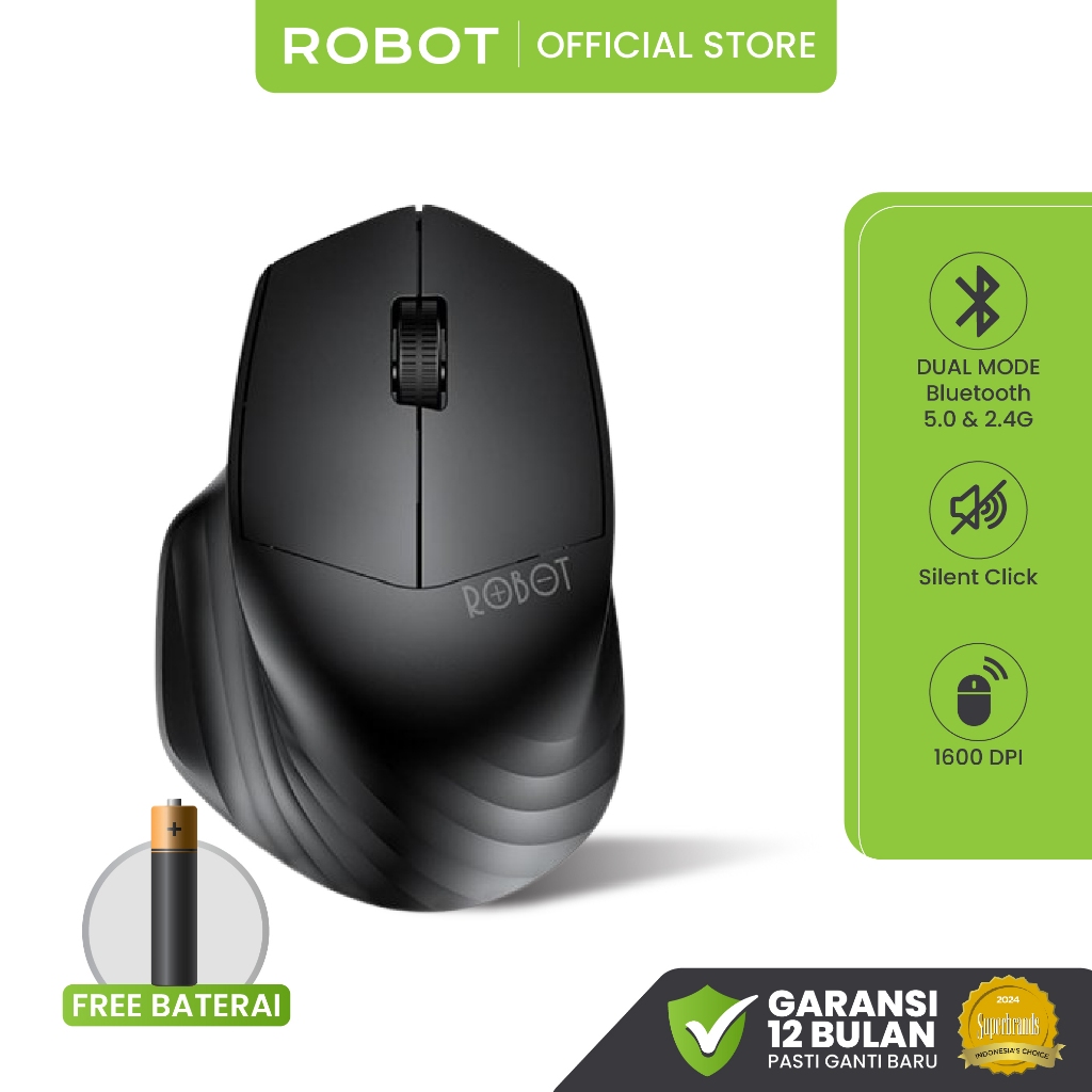 Jual ROBOT Mouse Wireless Dual Mode Mouse Bluetooth Silent Click ...