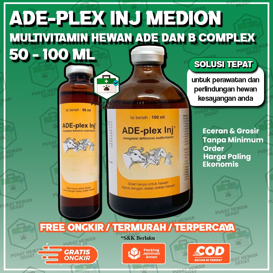 Jual ADE-PLEX INJ MEDION 50 - 100 ML - Multivitamin Lengkap Hewan ...