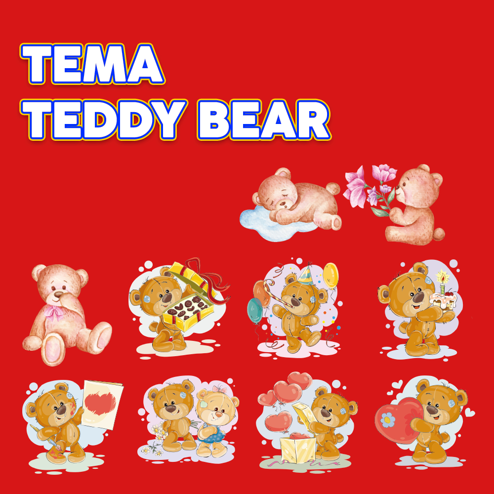Jual SABLON SETRIKA SATUAN TEMA TEDDY BEAR VOL.1 / SABLON DTF LANGSUNG ...