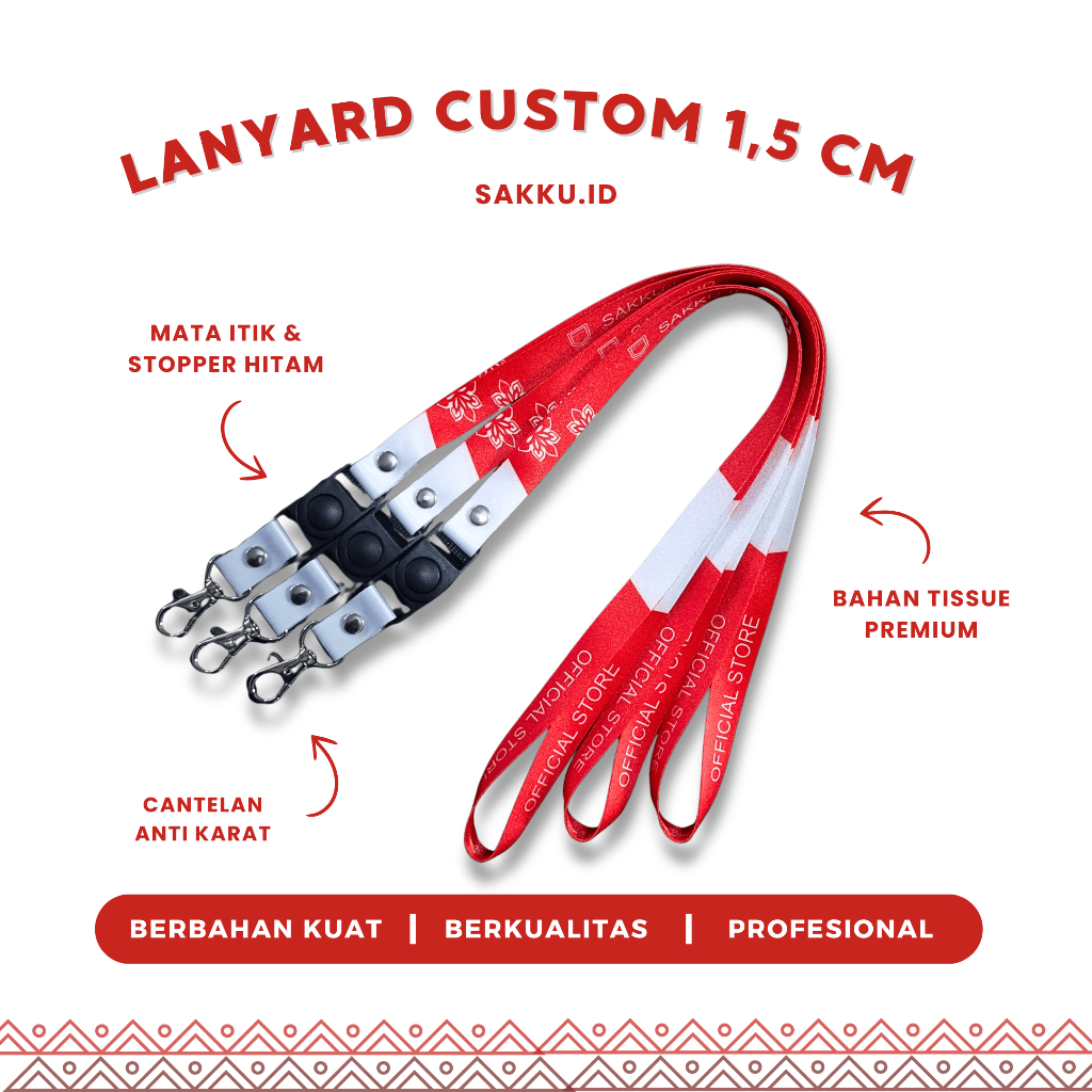 Jual Tali Lanyard ID Card Custom Desain Lebar 1,5cm Bahan Tisue ...