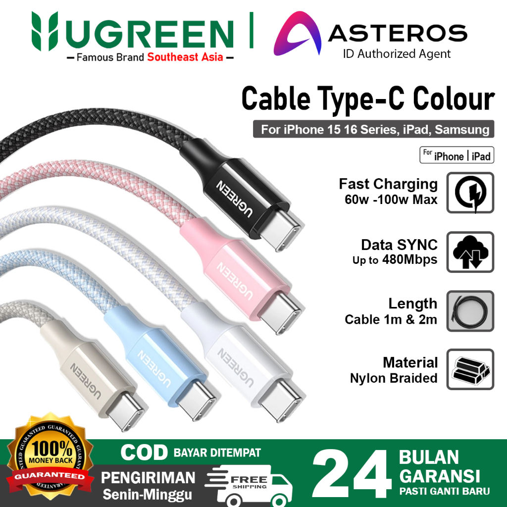 Jual UGREEN Kabel Data iPhone 15 16 Pro 16 Pro Max PD Type C 3A Fast Charging 60w | Shopee Indonesia