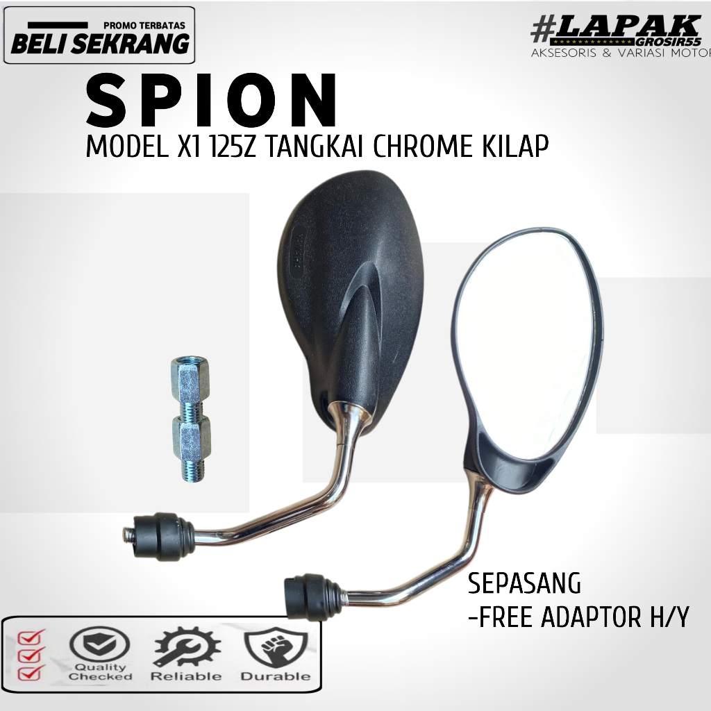 Jual SPION MOTOR MODEL X1 YAMAHA 125Z TANGKAI CHROME KILAP THAILAND PNP ...