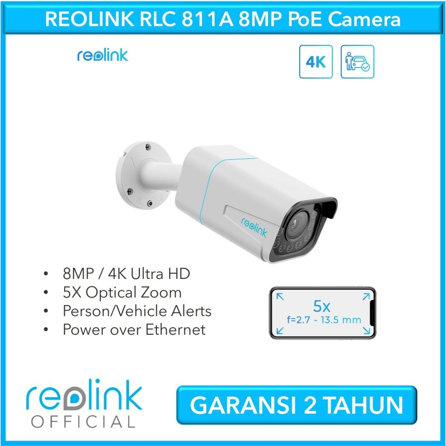 Jual CCTV IP Camera Reolink RLC 811A POE 8MP 4K Optical Zoom Color ...