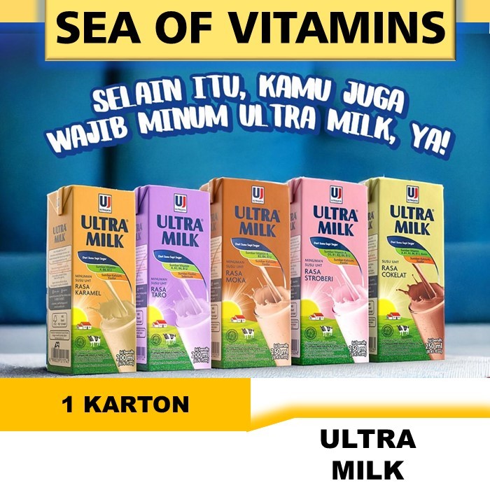 Jual KARTONAN SUSU ULTRA MILK 125/200/250 ML UHT LOW FAT | Shopee Indonesia