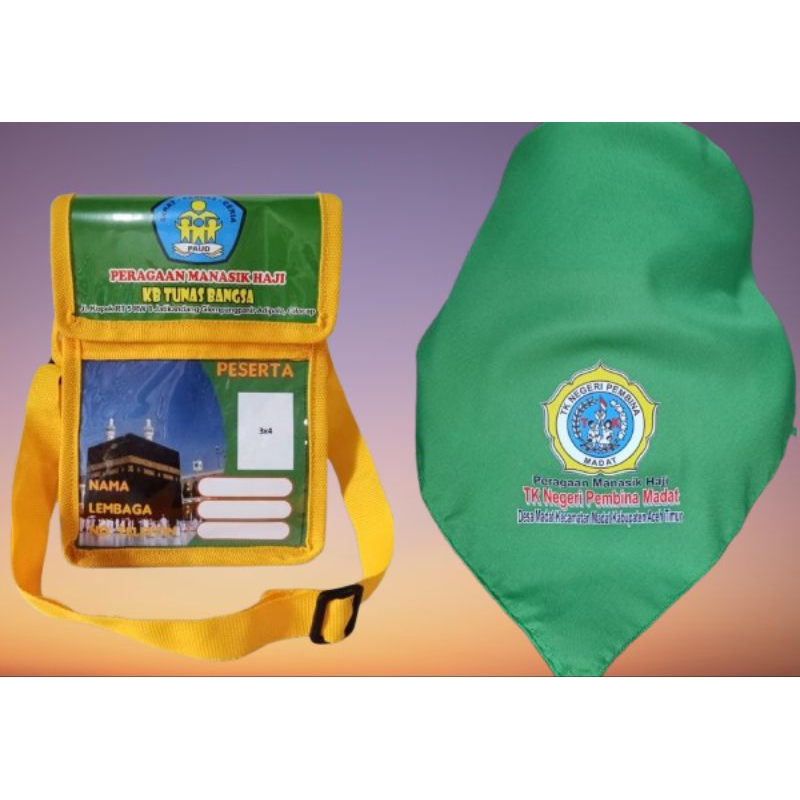 Jual tas manasik berlogo dan slayer berlogo | Shopee Indonesia