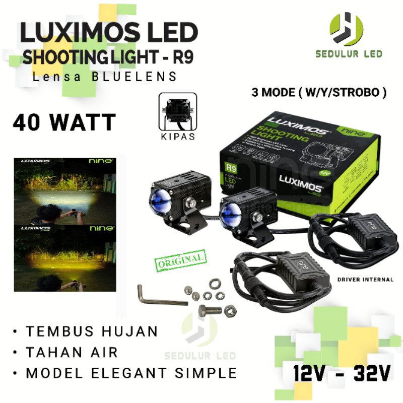 Jual LAMPU LED D2 SHOOTING LIGHT LUXIMOS R9 KOTAK 2 WARNA BISA MODE ...