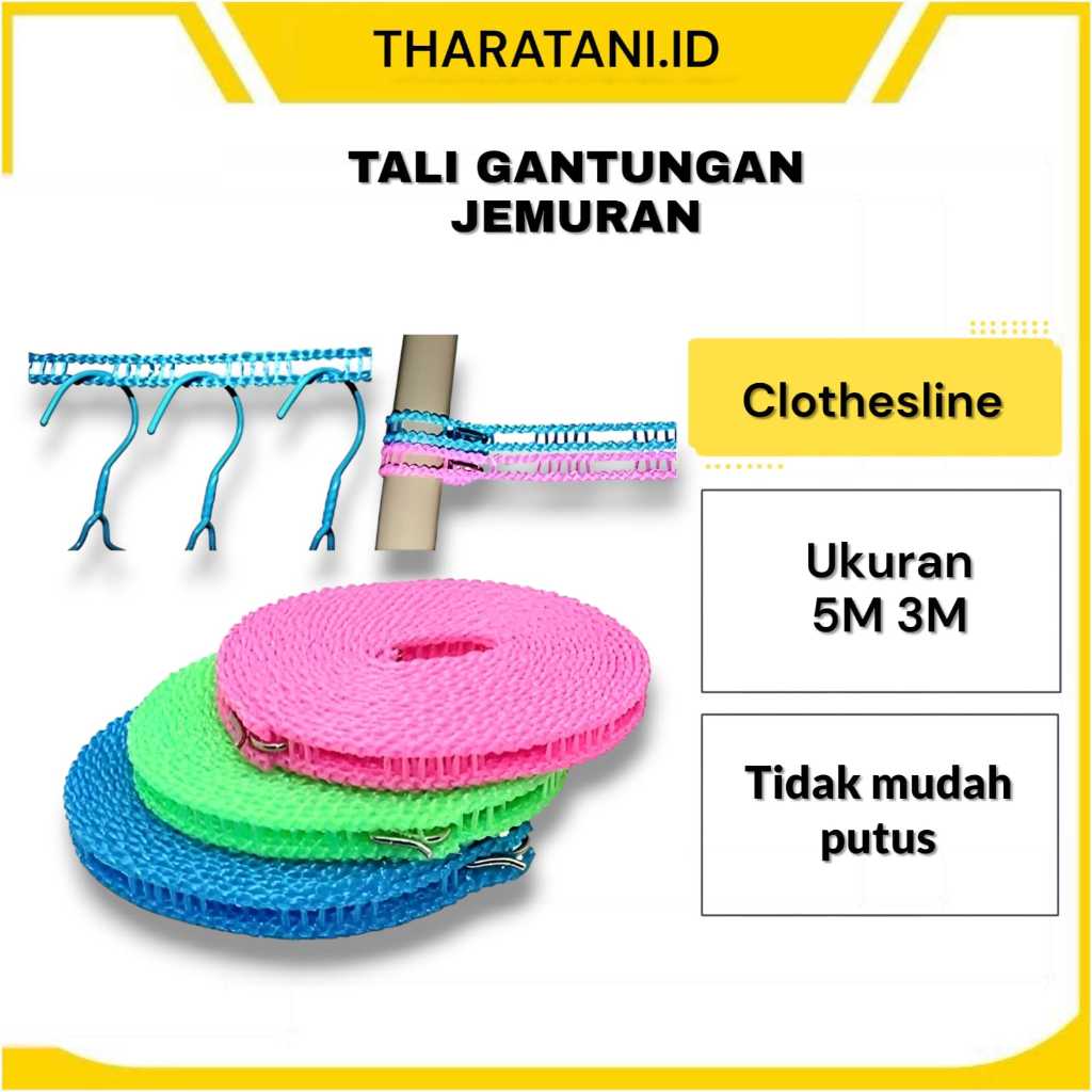 Jual Tali Jemuran Baju 5 Meter Portable Retractable Kuat Plastik ...