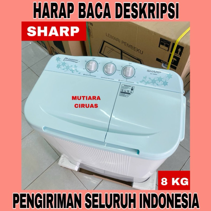 Jual Mesin Cuci Sharp EST-80MW / Mesin Cuci Sharp 2 Tabung 8 Kg (FREE ...