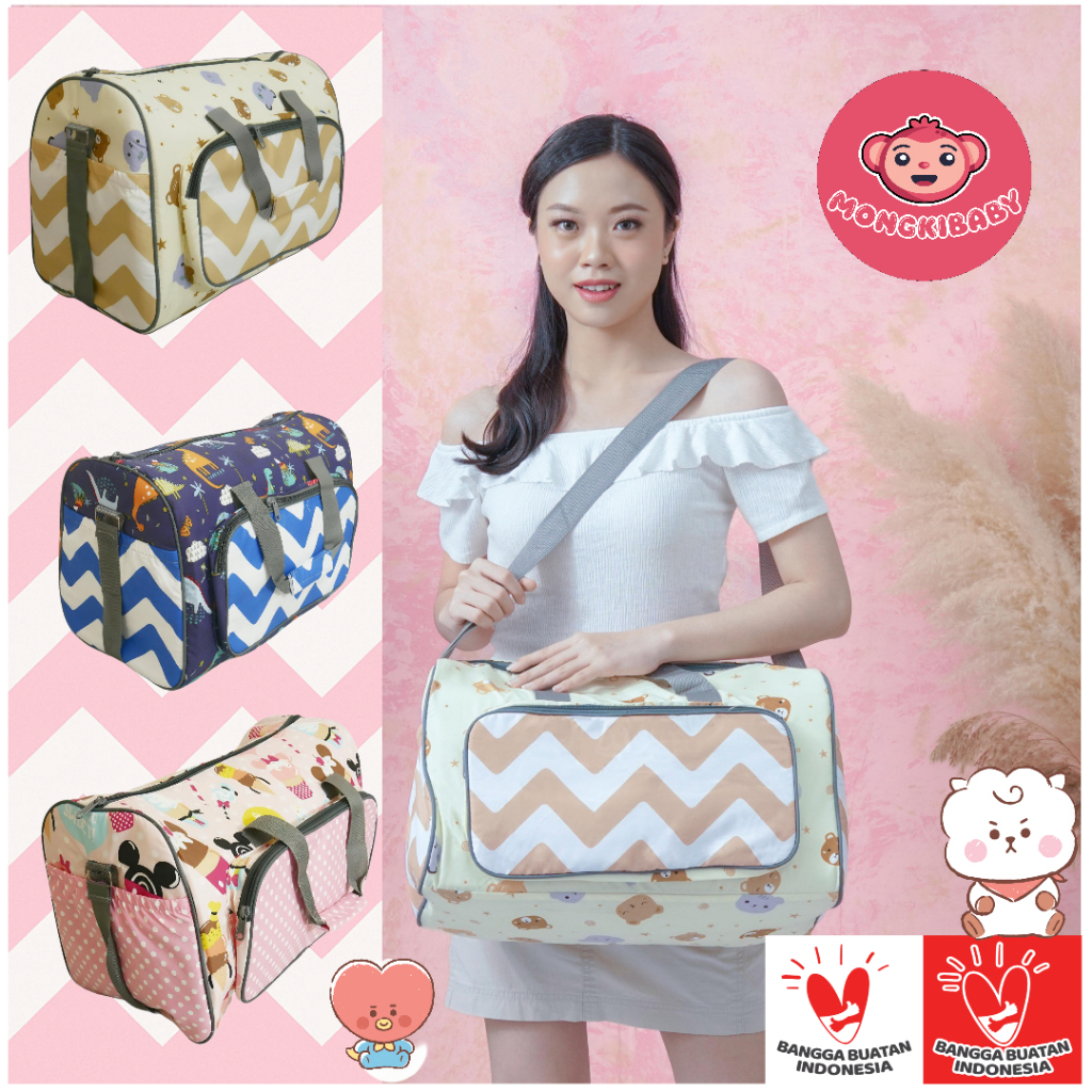 Jual Mongki Baby Tas Bayi Ukuran Besar / Diaper Bag / Tas Perlengkapan ...