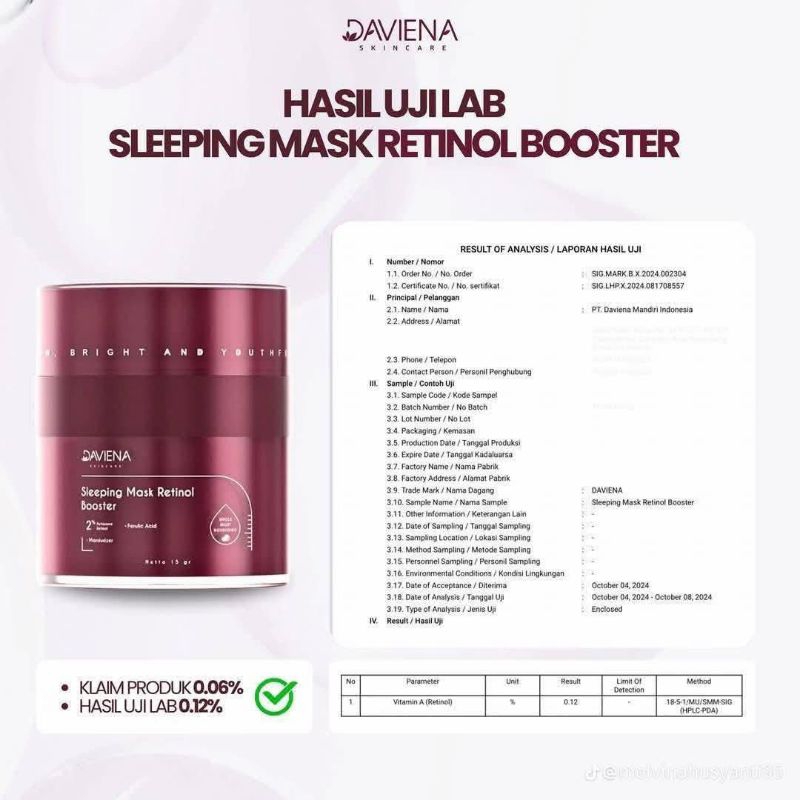 Jual RETINOL SLEEPING MASK DAVIENA TERBARU | Shopee Indonesia