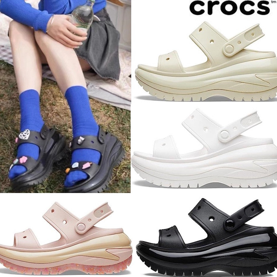 Jual 55LARIS MANIS Sendal Crocs Classic Mega Crush Slide Wedges Women ...