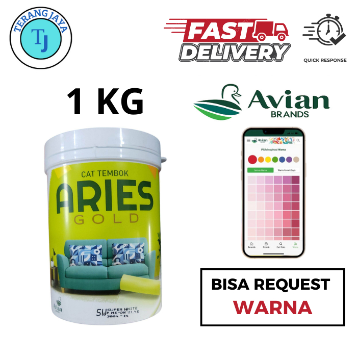Jual Cat Tembok Eksterior & Interior ARIES GOLD 1 KG | Shopee Indonesia