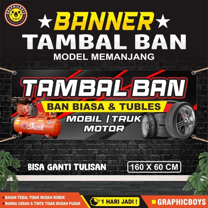 Jual Jual Spanduk Banner Tambal Ban Ukuran 160 X 60 Cm Warna Hitam ...
