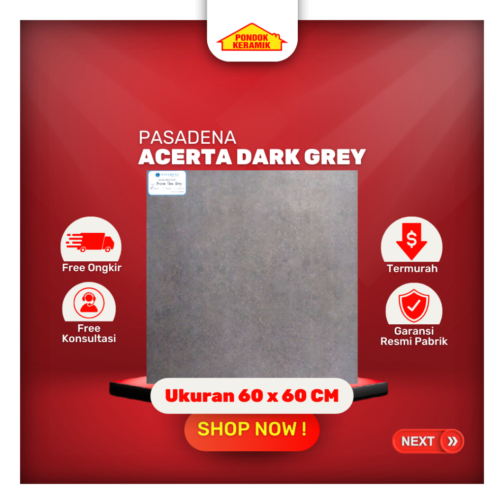 Jual Granit Lantai Pasadena 60x60 Acerta Dark Grey | Shopee Indonesia