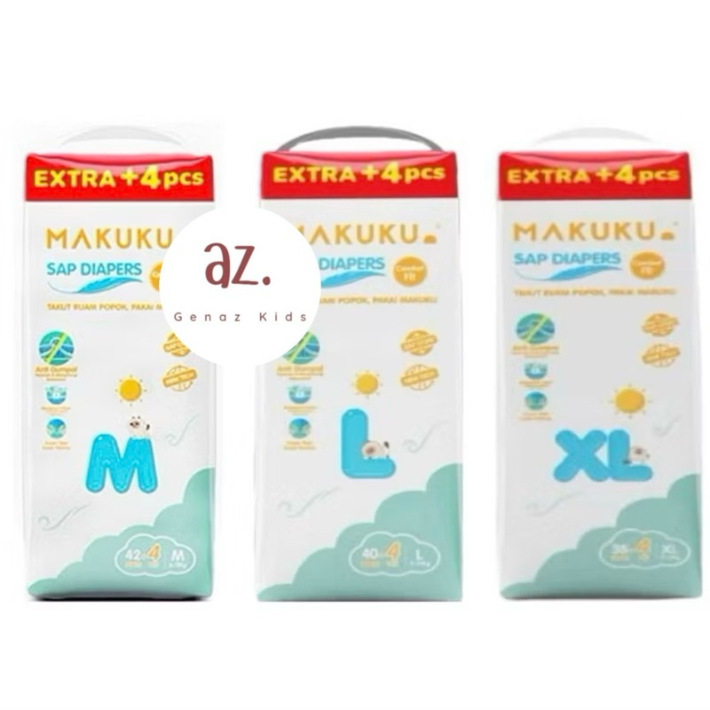 Jual MAKUKU Air Diaper Diapers Comfort Fit SAP Size M42+4 L40+4 XL38+4 ...