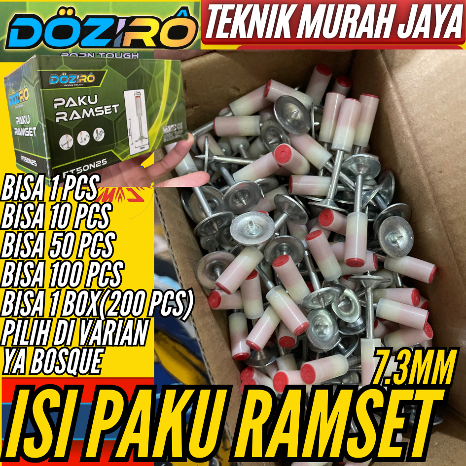 Jual DOZIRO Isi Paku Beton Besi Peluru Mini Ramset Paku Washer Kecil 7 ...