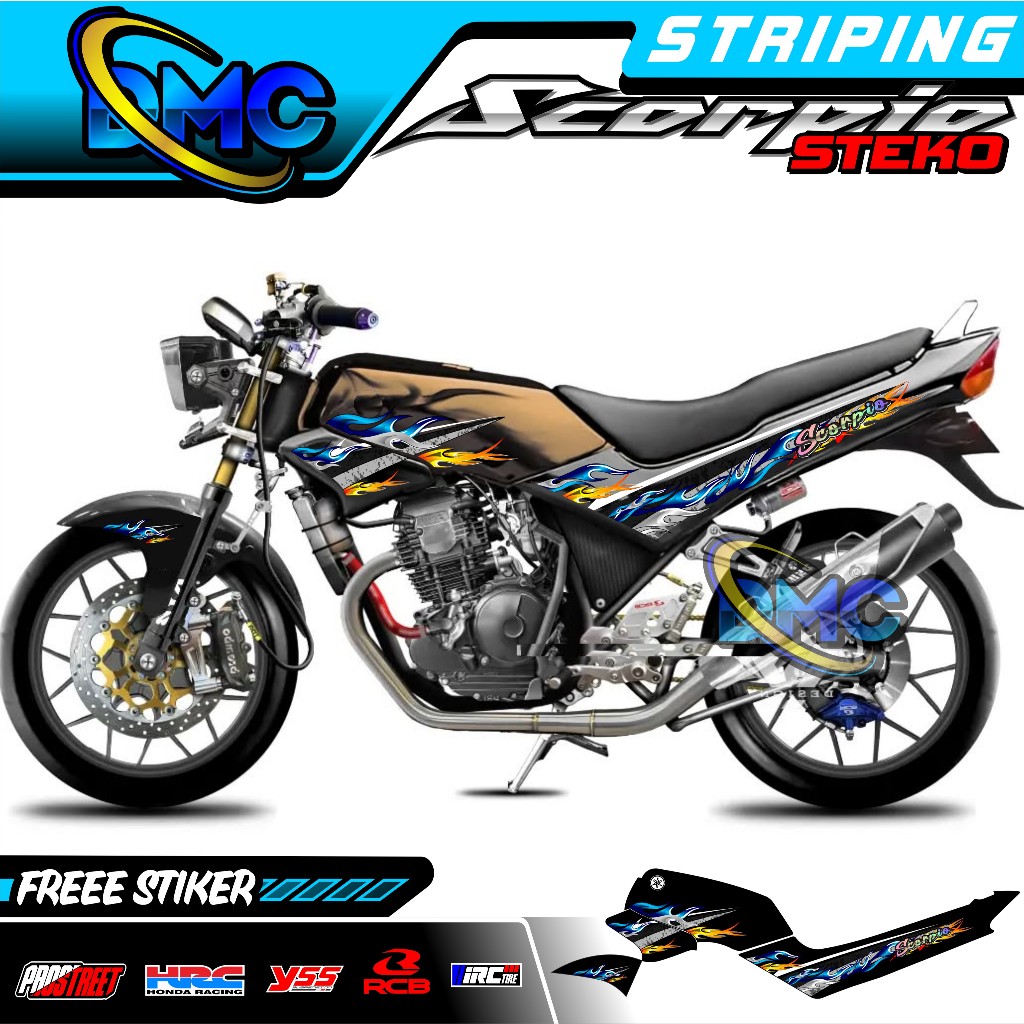 Jual 17/STICKER STRIPING SCORPIO STEKO DESAIN API (DESAIN BISA UNTUK ...