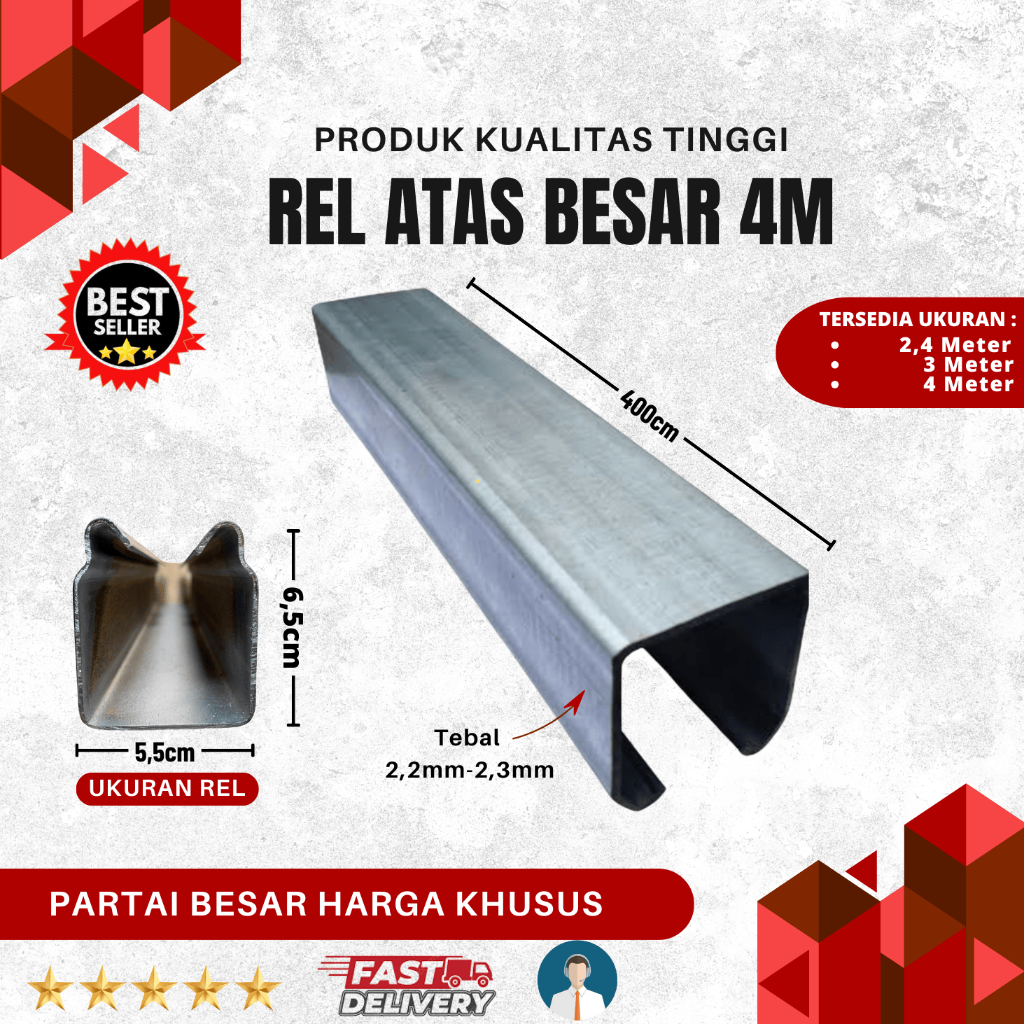 Jual Rel Atas Besar 4 Meter - Rel Sliding tikung Pintu garasi - Rel ...