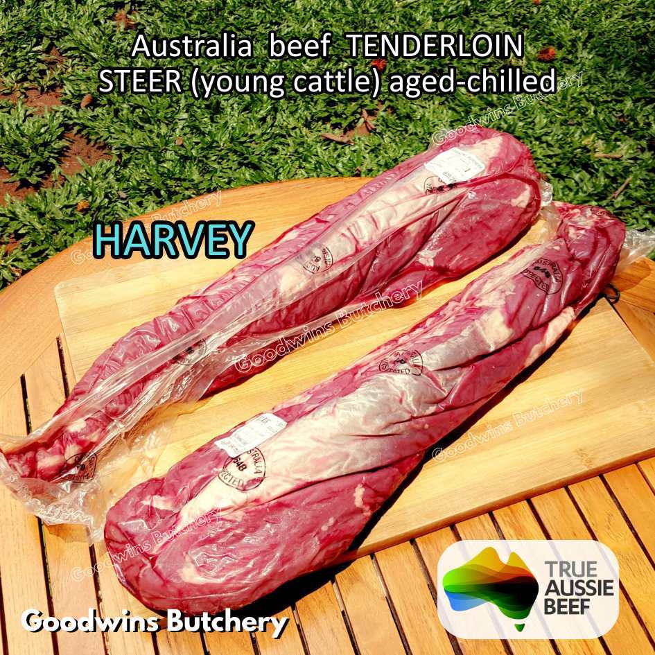 Jual 2.2kg beef TENDERLOIN Australia STEER (young cattle) CHILLED-AGED ...