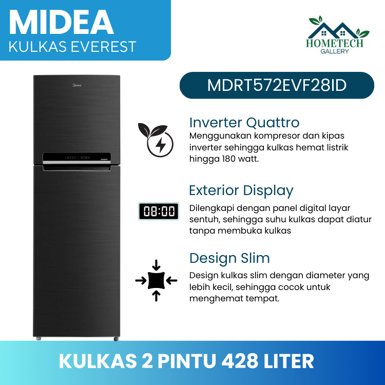 Jual Kulkas MIDEA 2 Pintu MDRT572EVF28ID Tipe Slim (Inverter) - 428 ...