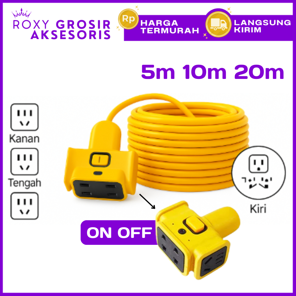 Jual Sambungan Kabel 4 Soket 5m 10m 20m On Off Extra Long Extension ...